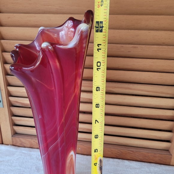 Vintage | Accents | Vintage Red Slag Glass 2 Swung Vase | Poshmark